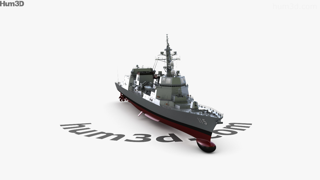 360 view of Akizuki-class destroyer 3D model - 3DModels store