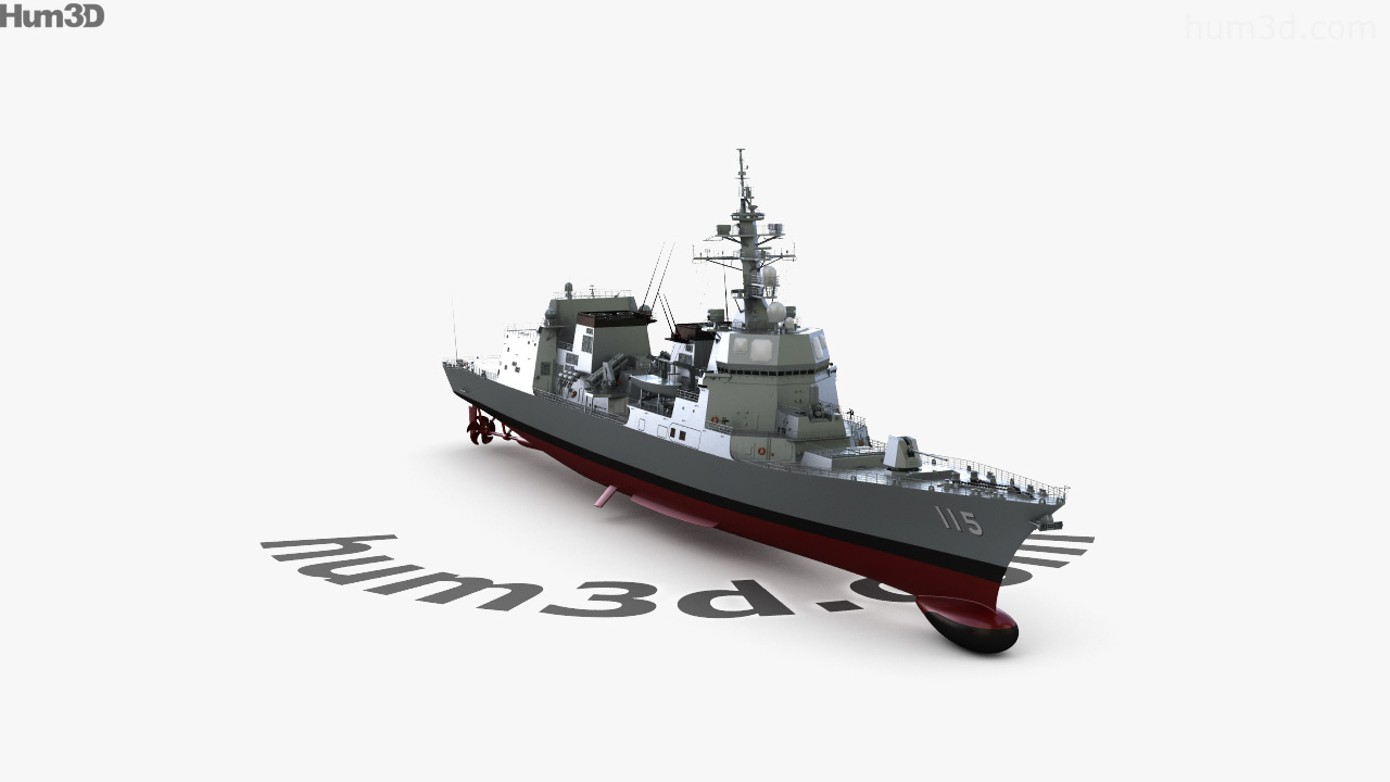 360 view of Akizuki-class destroyer 3D model - 3DModels store