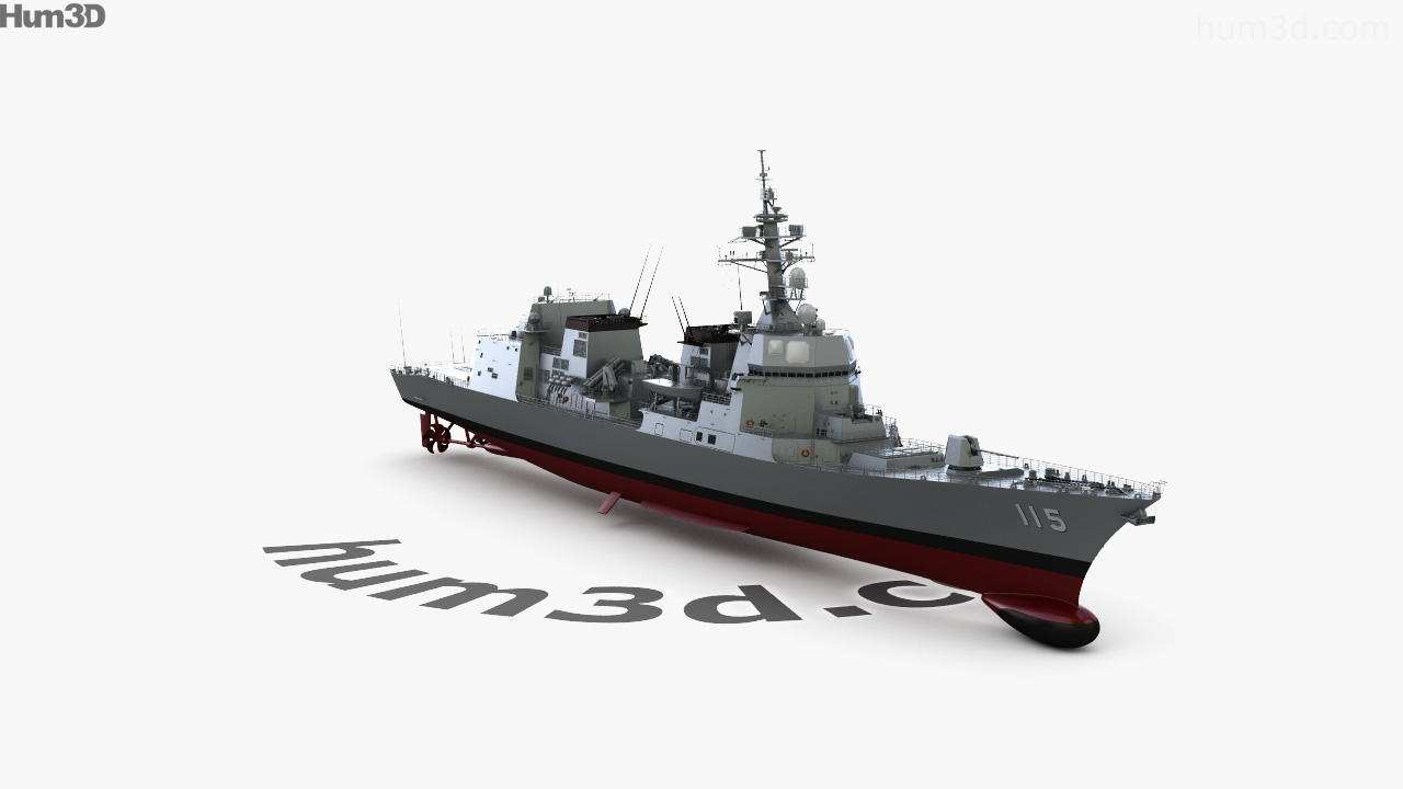 360 view of Akizuki-class destroyer 3D model - 3DModels store