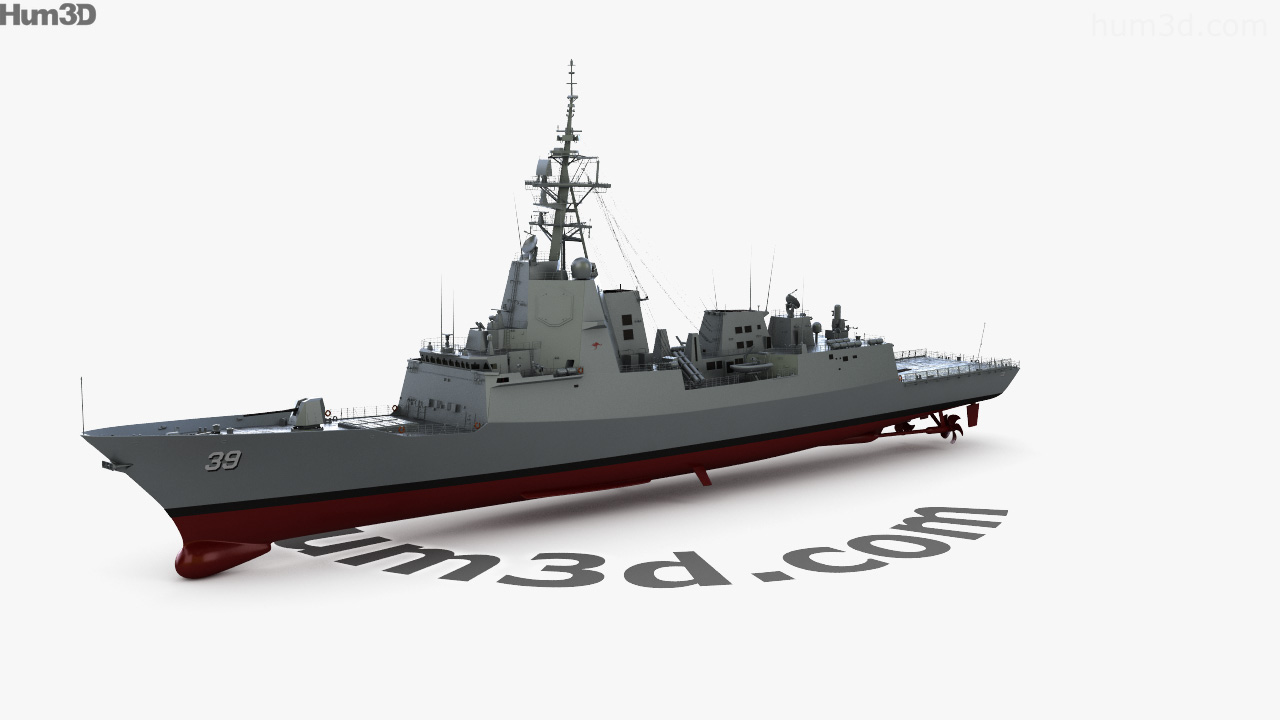 360 view of Hobart-class destroyer 3D model - 3DModels store