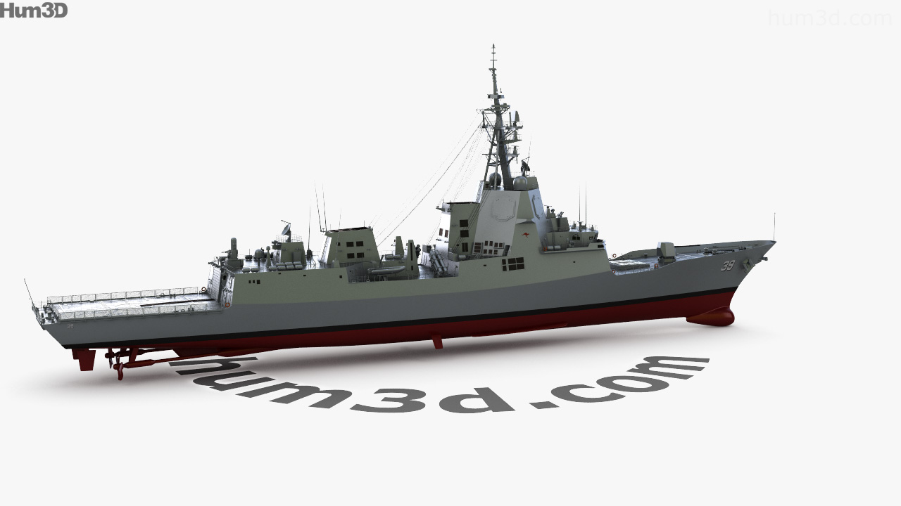 360 view of Hobart-class destroyer 3D model - 3DModels store