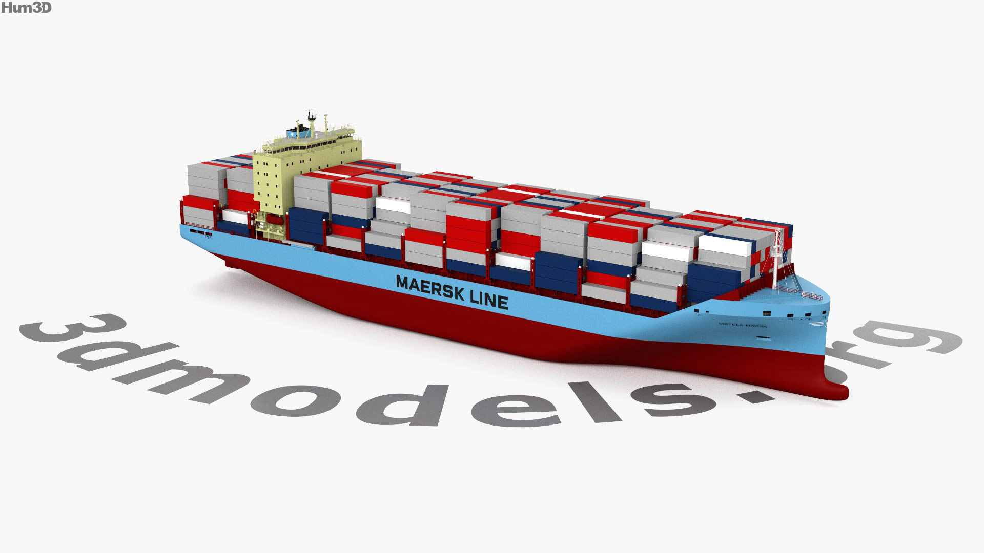 360 view of Maersk V-class container ship 3D model - 3DModels store