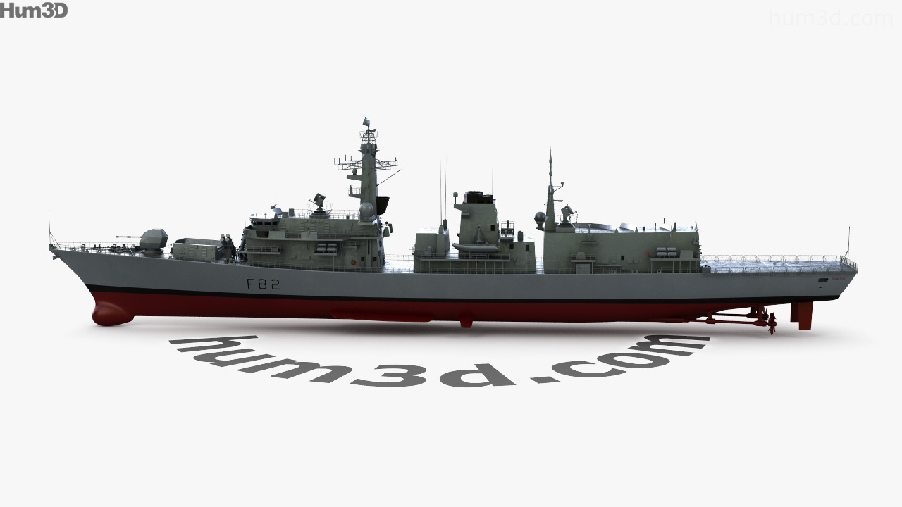 360 view of Type 23 frigate 3D model - 3DModels store