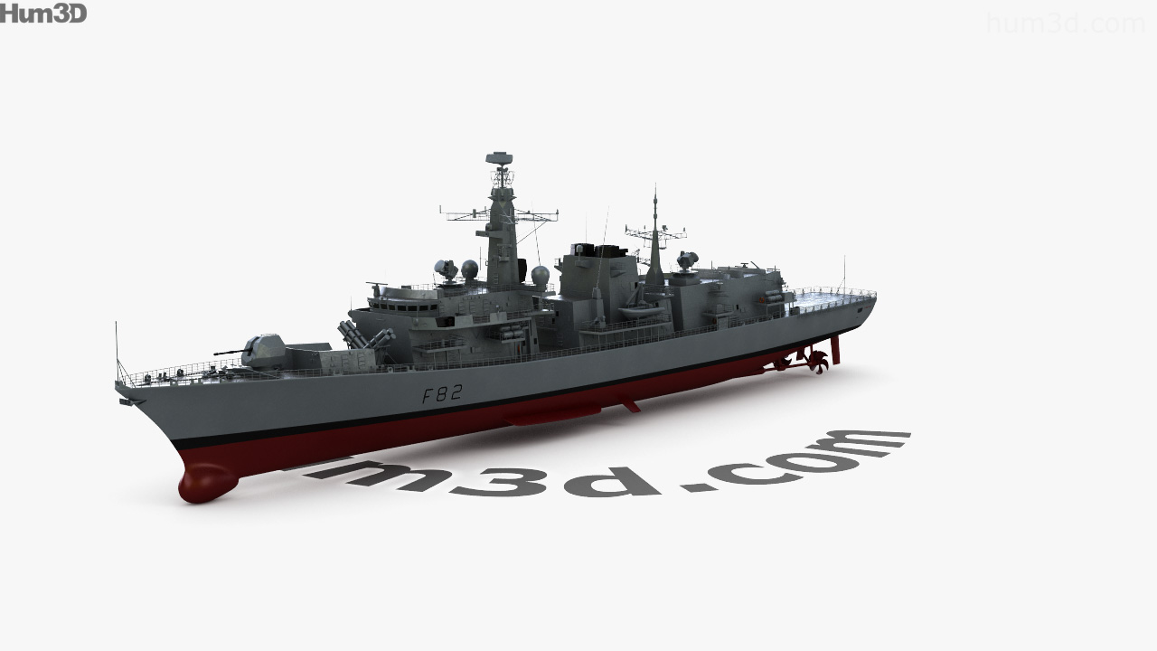 360 view of Type 23 frigate 3D model - 3DModels store
