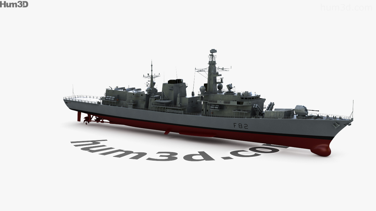 360 view of Type 23 frigate 3D model - 3DModels store