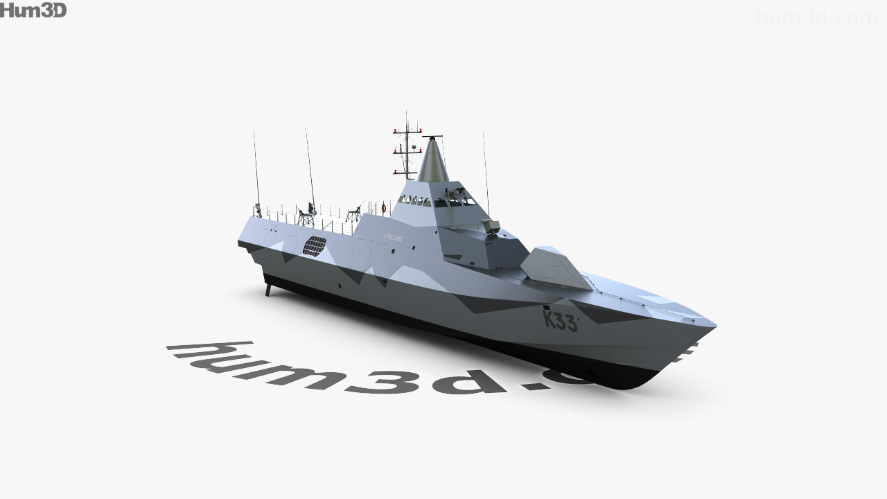 360 view of Visby-class corvette 3D model - 3DModels store