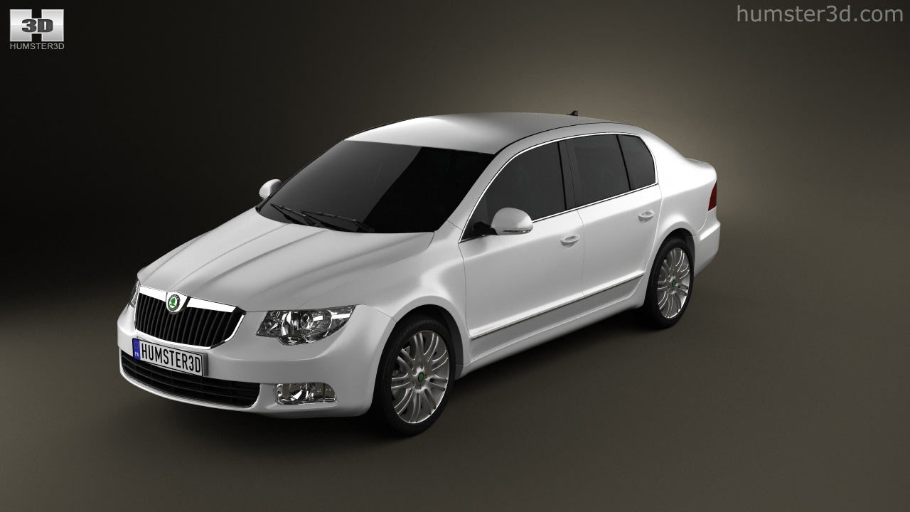 360 view of Skoda Superb sedan 2010 3D model - 3DModels store