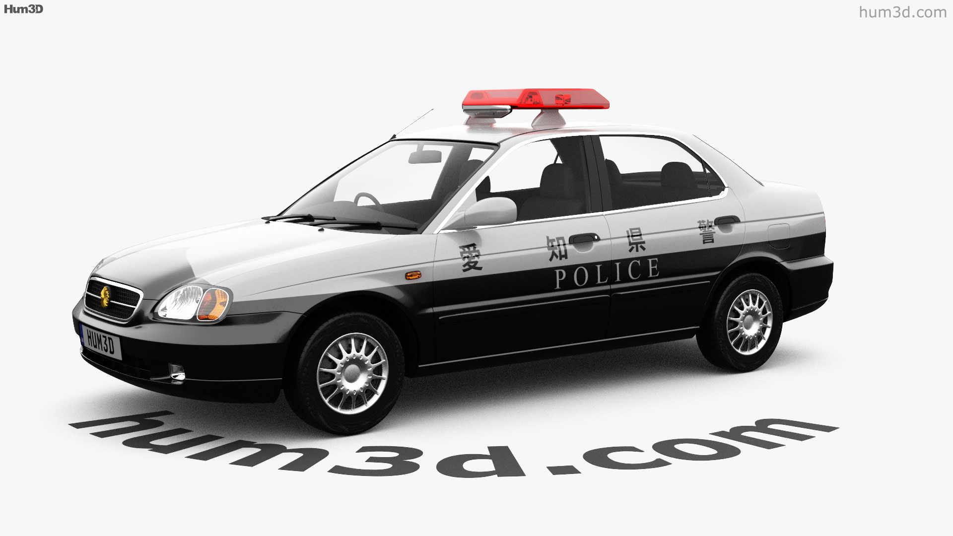360 view of Suzuki Cultus Police sedan 2003 3D model - 3DModels store