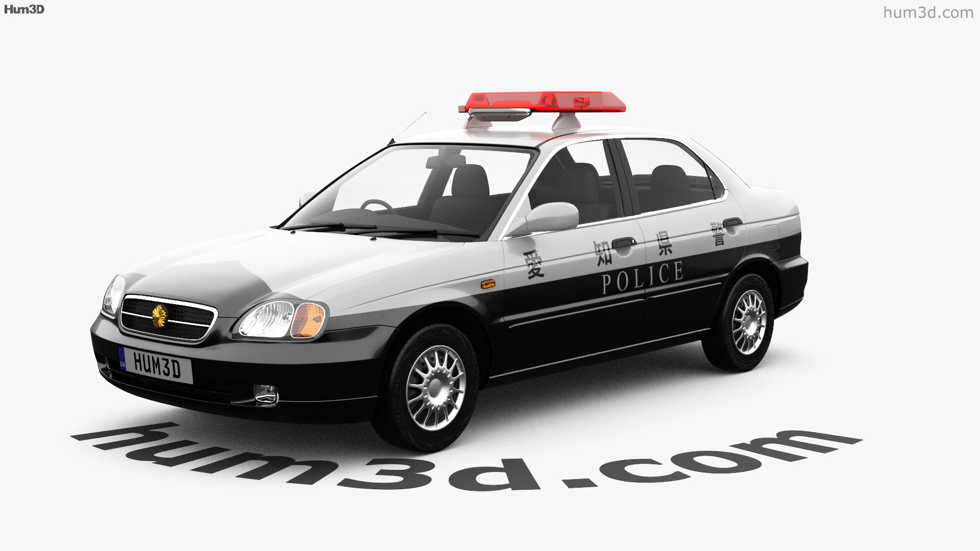 360 view of Suzuki Cultus Police sedan 2003 3D model - 3DModels store