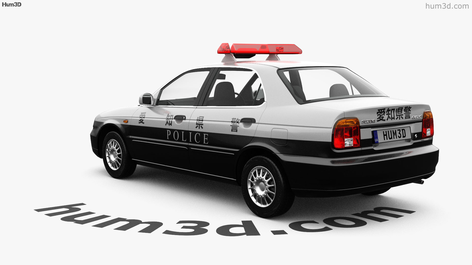 360 view of Suzuki Cultus Police sedan 2003 3D model - 3DModels store
