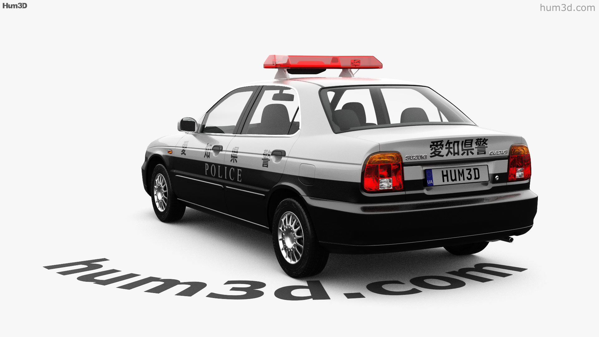 360 view of Suzuki Cultus Police sedan 2003 3D model - 3DModels store