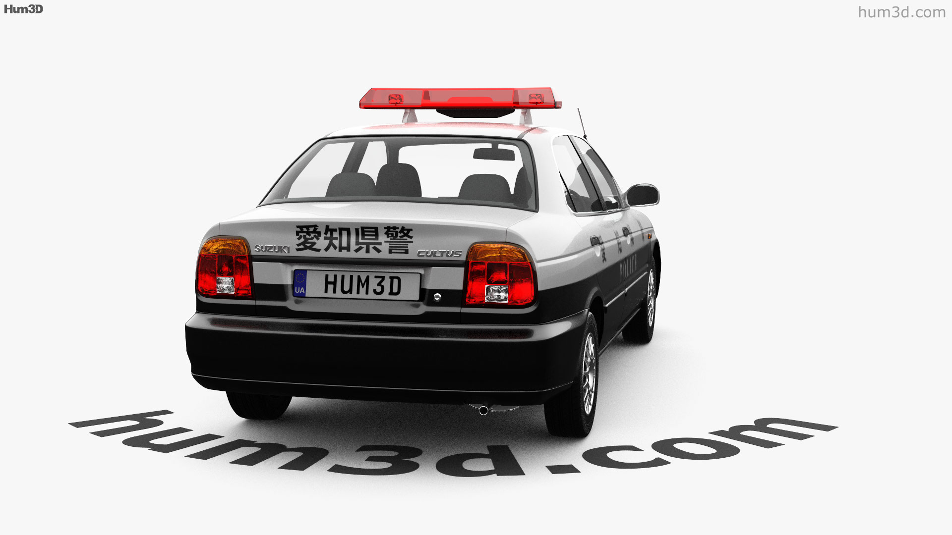 360 view of Suzuki Cultus Police sedan 2003 3D model - 3DModels store