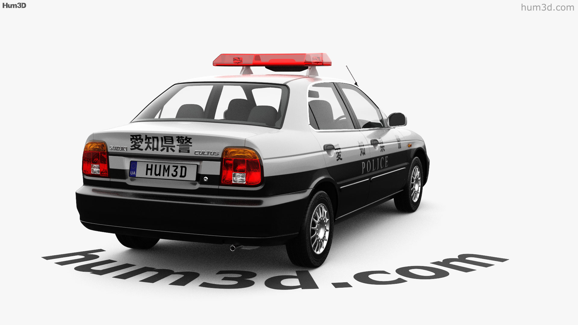 360 view of Suzuki Cultus Police sedan 2003 3D model - 3DModels store