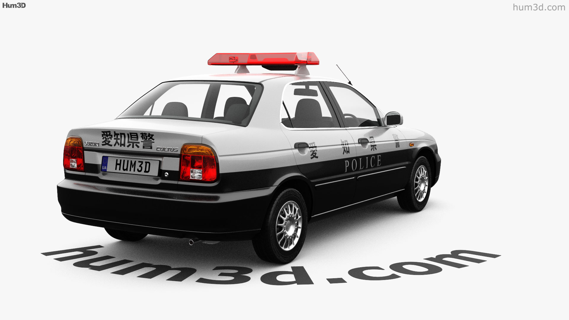 360 view of Suzuki Cultus Police sedan 2003 3D model - 3DModels store