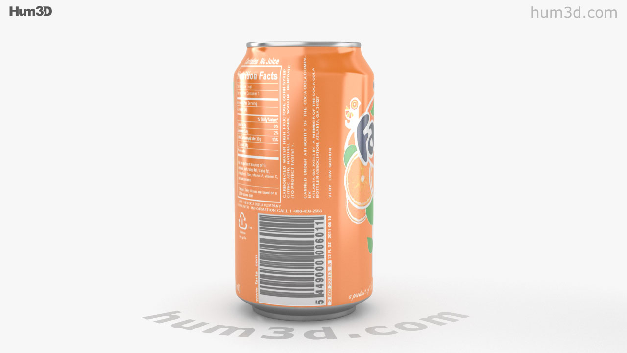 360 view of Fanta Orange Can 12 FL 3D model - 3DModels store