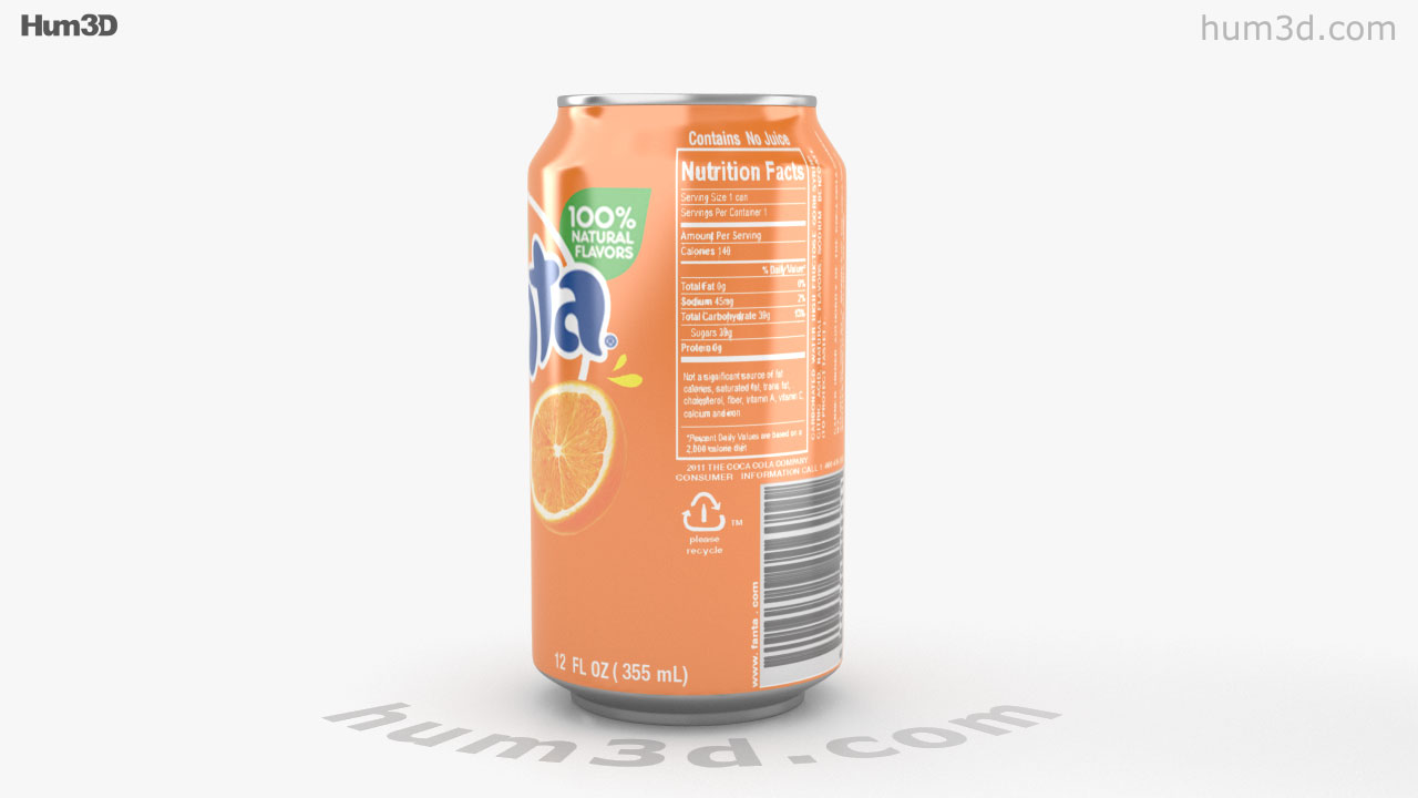 360 view of Fanta Orange Can 12 FL 3D model - 3DModels store