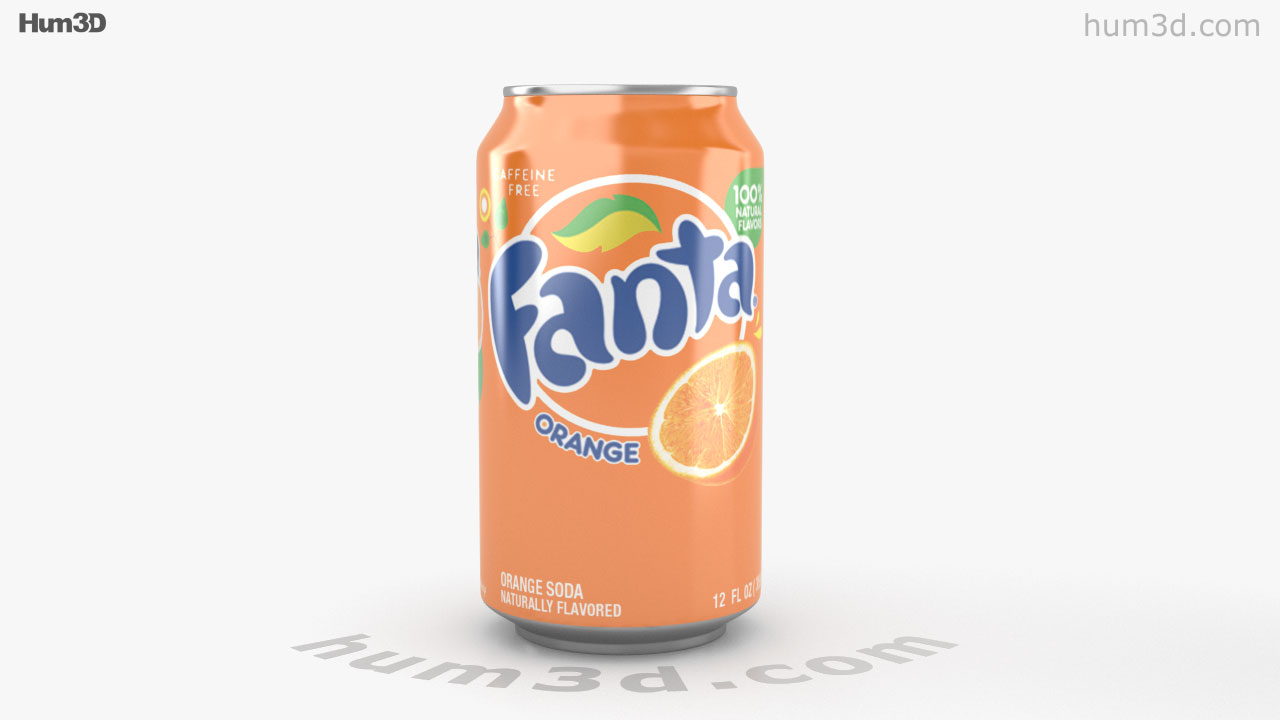 360 view of Fanta Orange Can 12 FL 3D model - 3DModels store