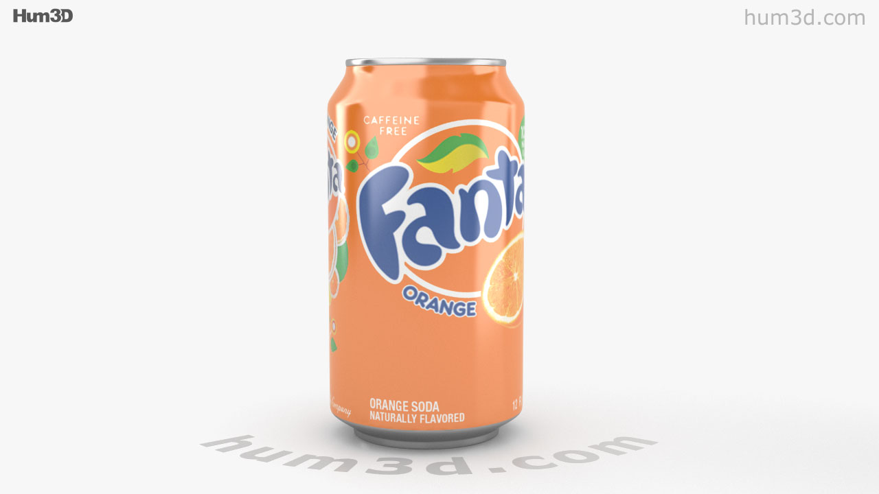 360 view of Fanta Orange Can 12 FL 3D model - 3DModels store