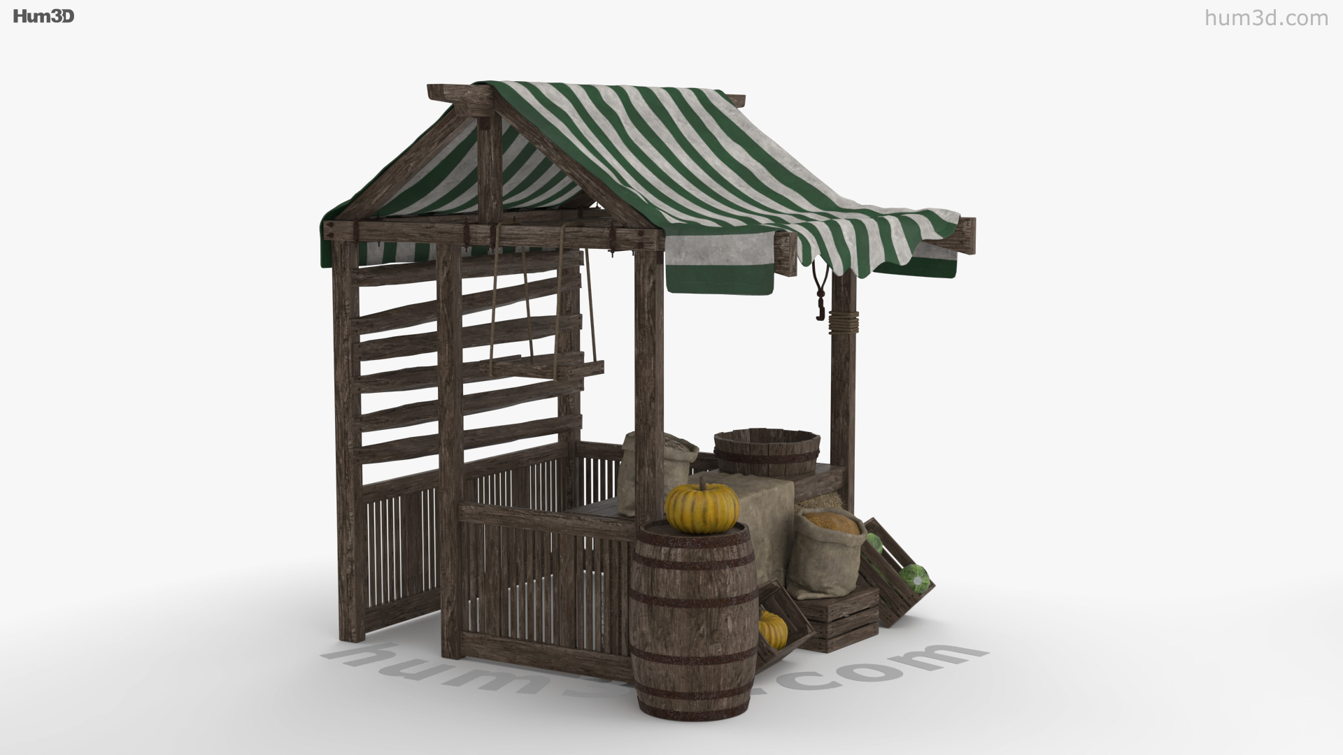 360 view of Medieval Market Stall 3D model - 3DModels store