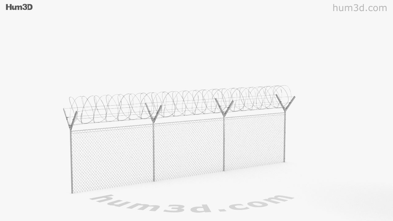 360 view of Barbed Wire Fence 3D model - 3DModels store