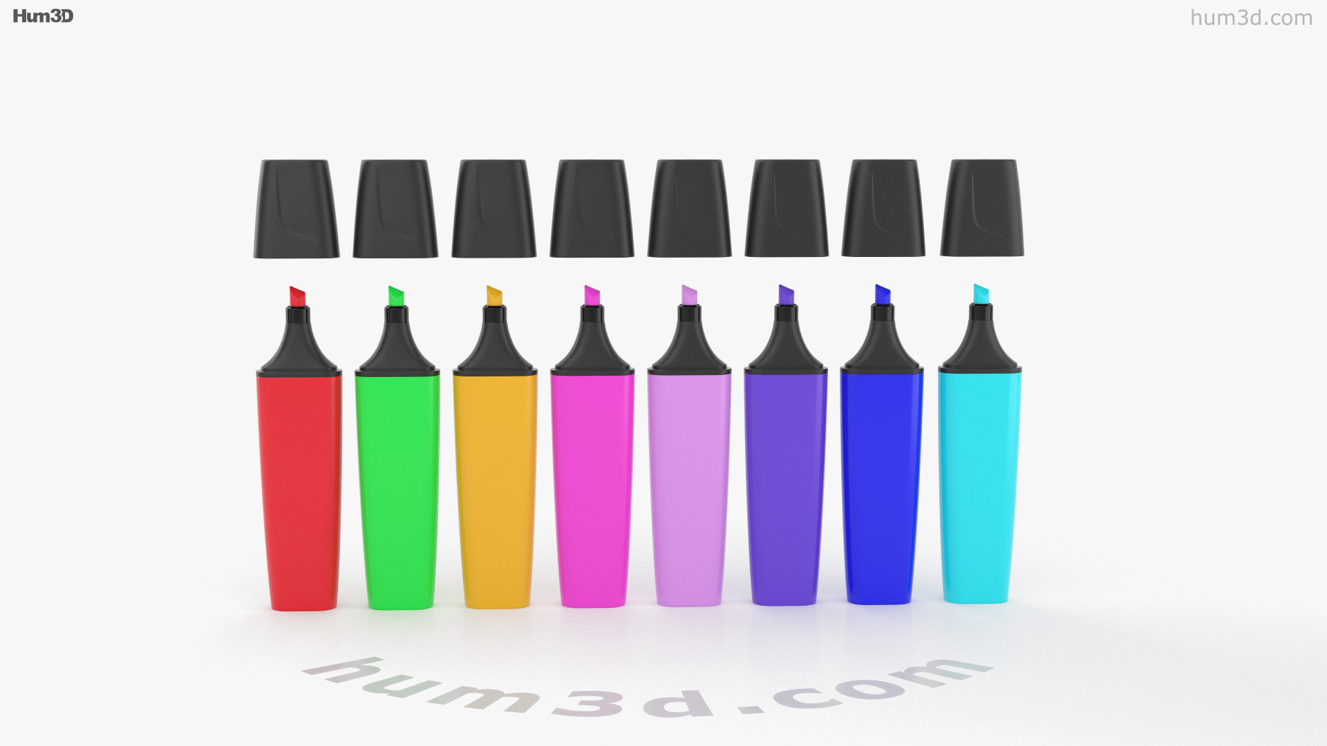 360 view of Highlighter Markers 3D model - 3DModels store