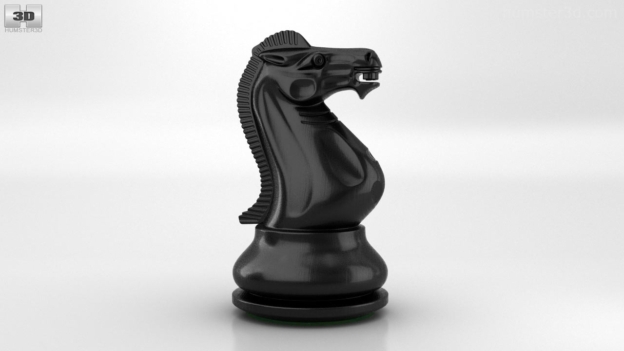 360 view of Classic Chess Knight Black 3D model - 3DModels store