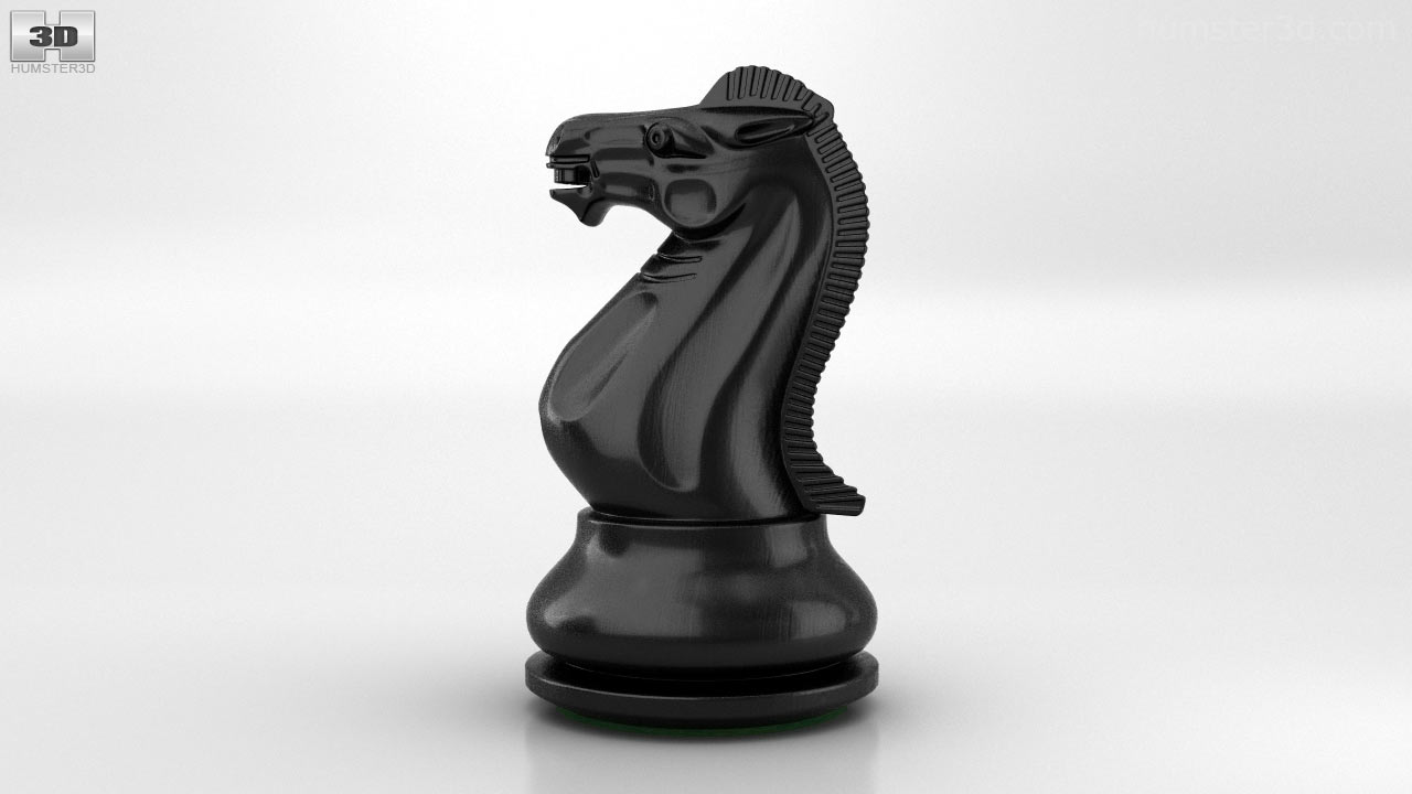 360 view of Classic Chess Knight Black 3D model - 3DModels store