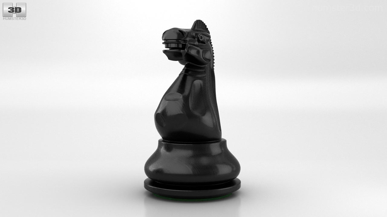 360 view of Classic Chess Knight Black 3D model - 3DModels store