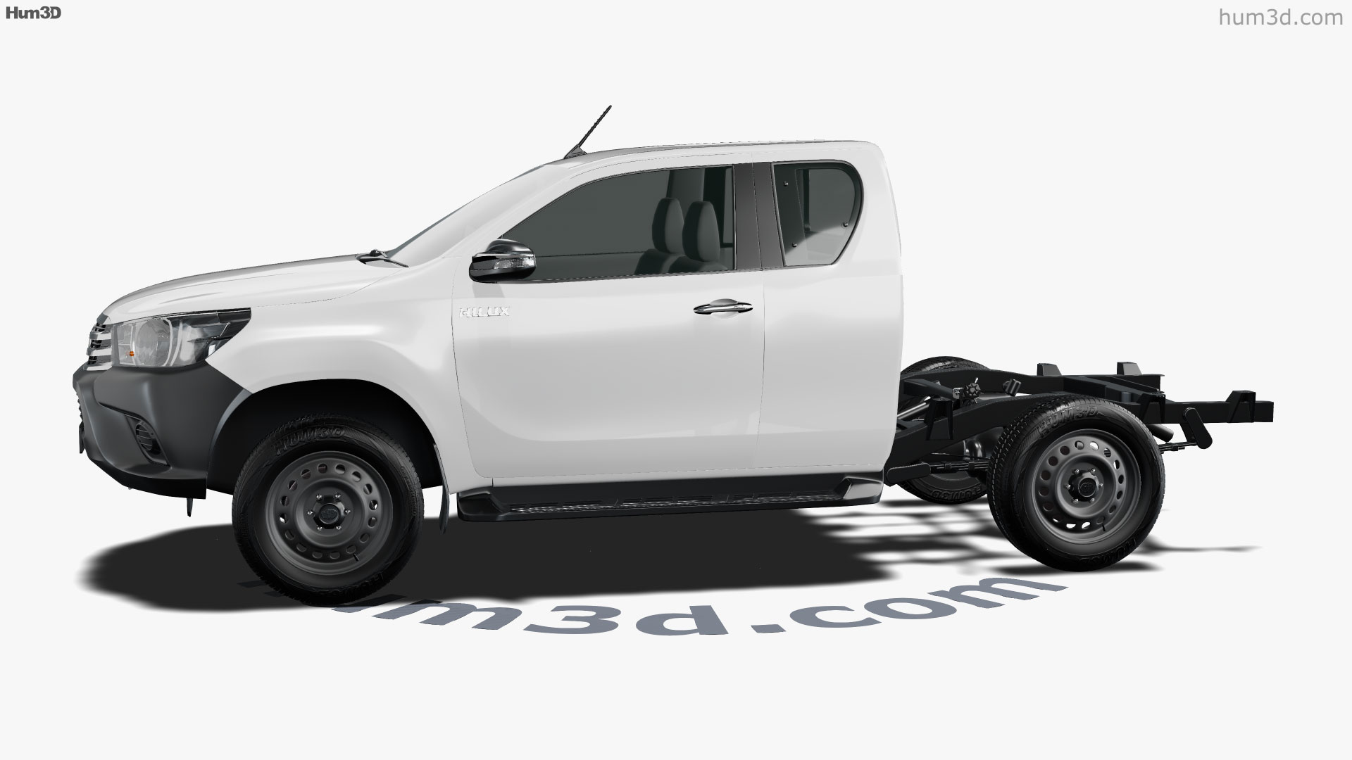 360 view of Toyota Hilux Extra Cab Chassis 2018 3D model - 3DModels store