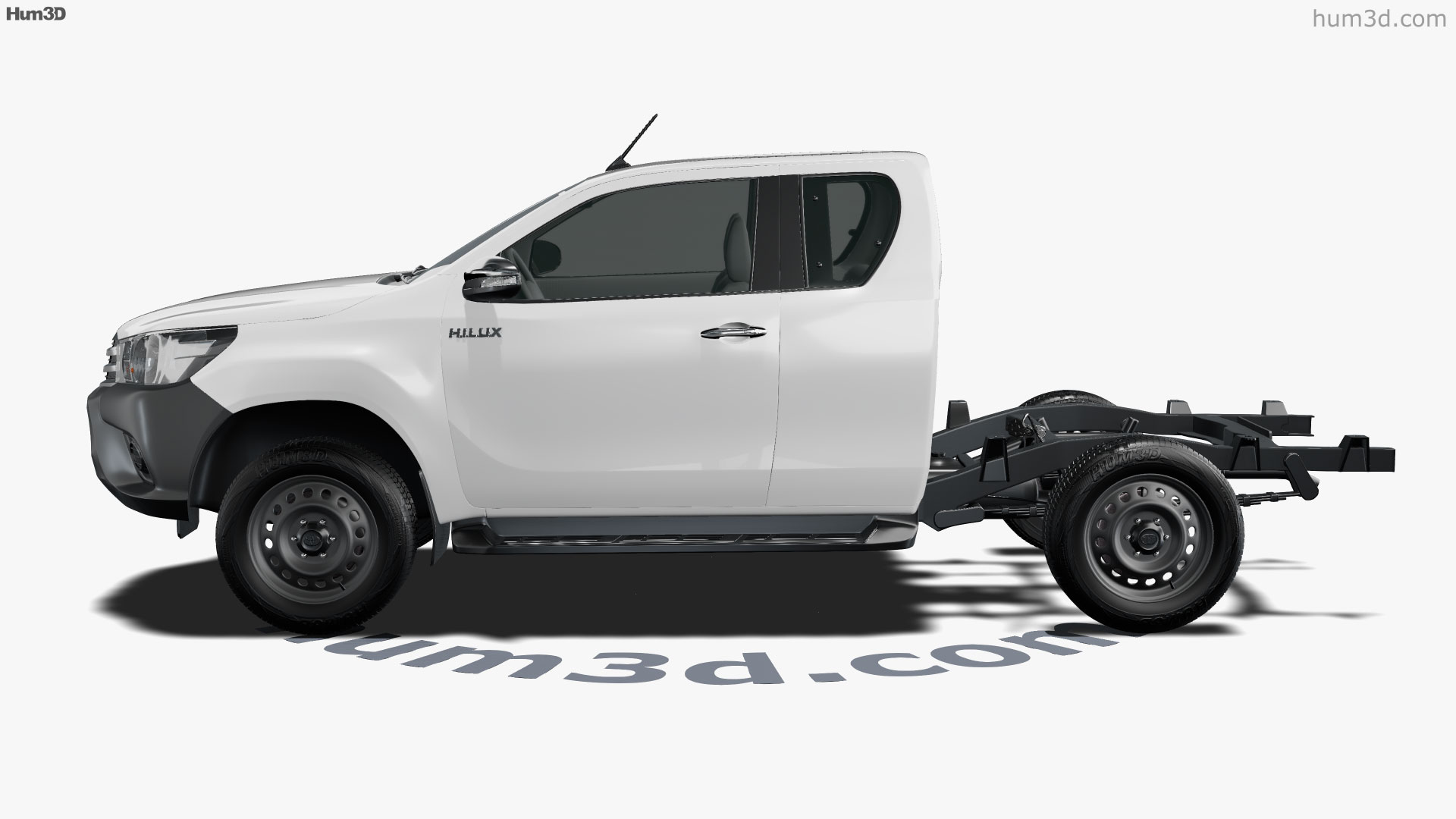 360 view of Toyota Hilux Extra Cab Chassis 2018 3D model - 3DModels store