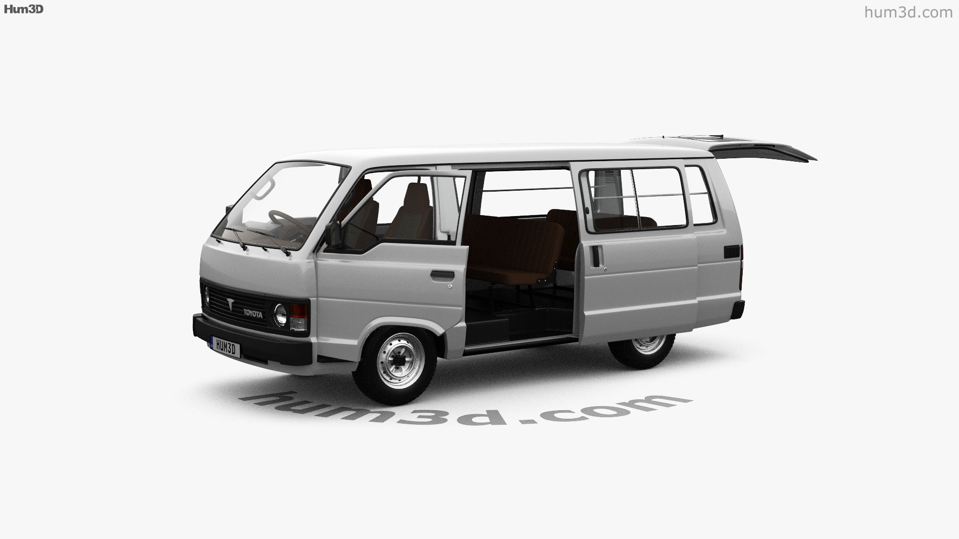 360 view of Toyota Hiace Passenger Van with HQ interior 1985 3D model ...