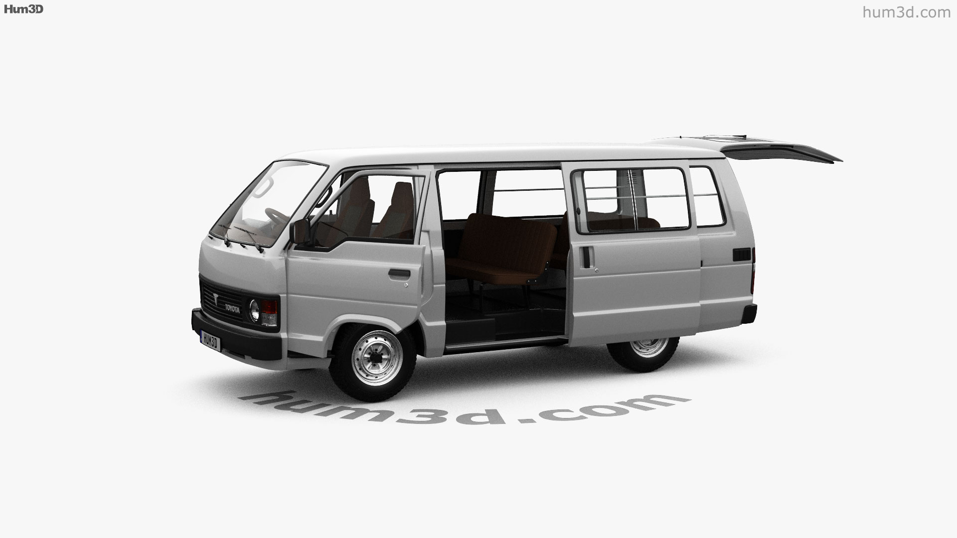 360 view of Toyota Hiace Passenger Van with HQ interior 1985 3D model ...