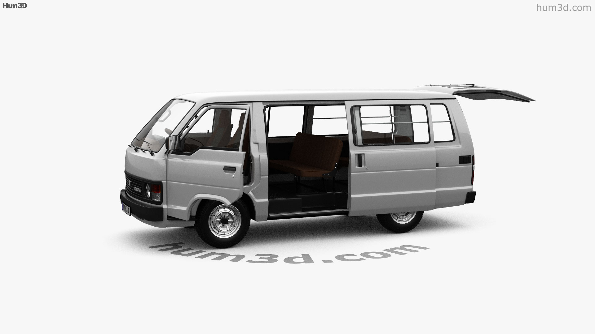 360 view of Toyota Hiace Passenger Van with HQ interior 1985 3D model ...