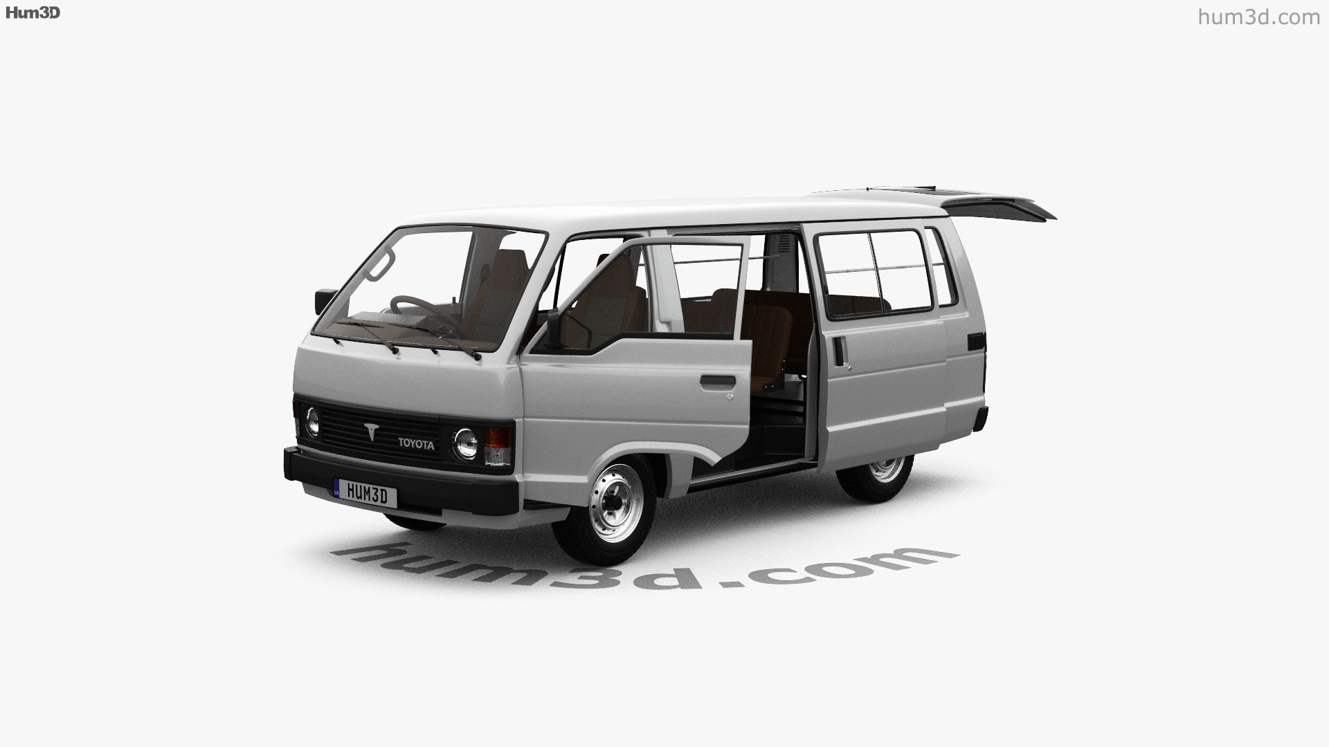 360 view of Toyota Hiace Passenger Van with HQ interior 1985 3D model ...