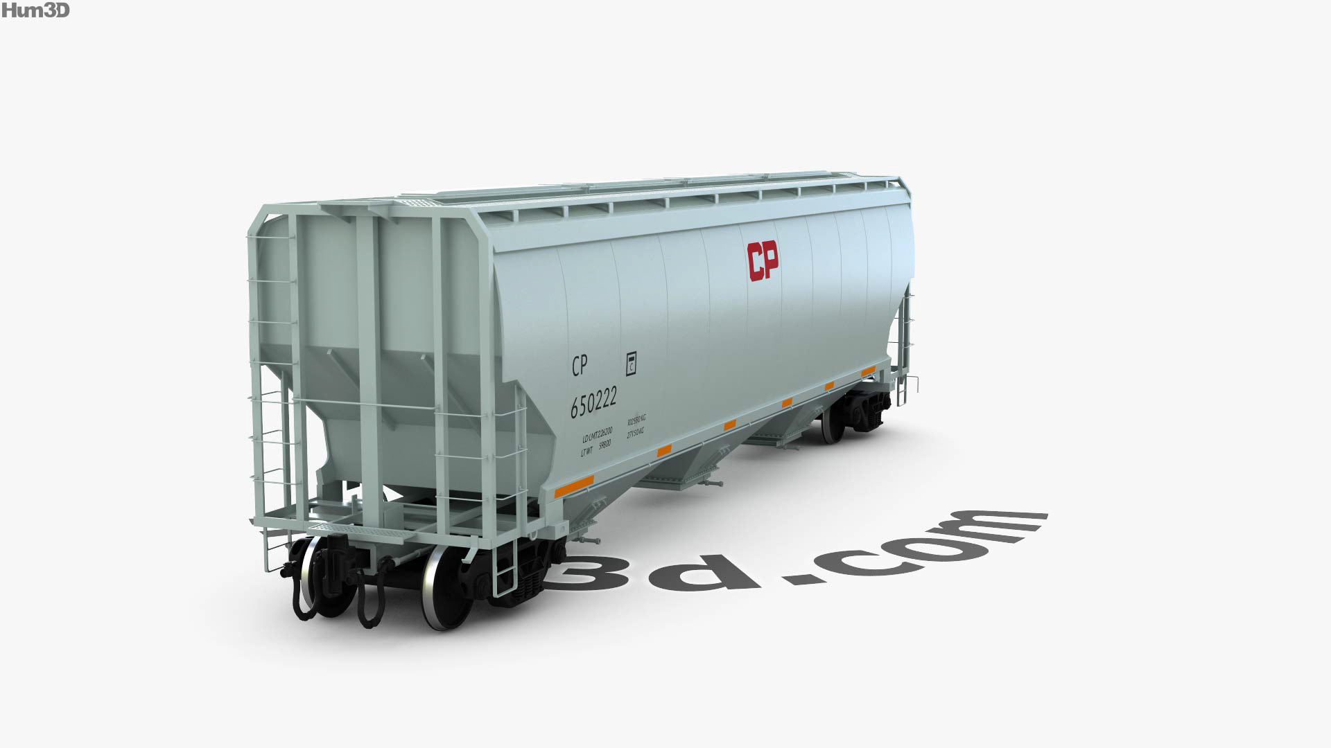360 view of Railroad covered hopper wagon 3D model - 3DModels store