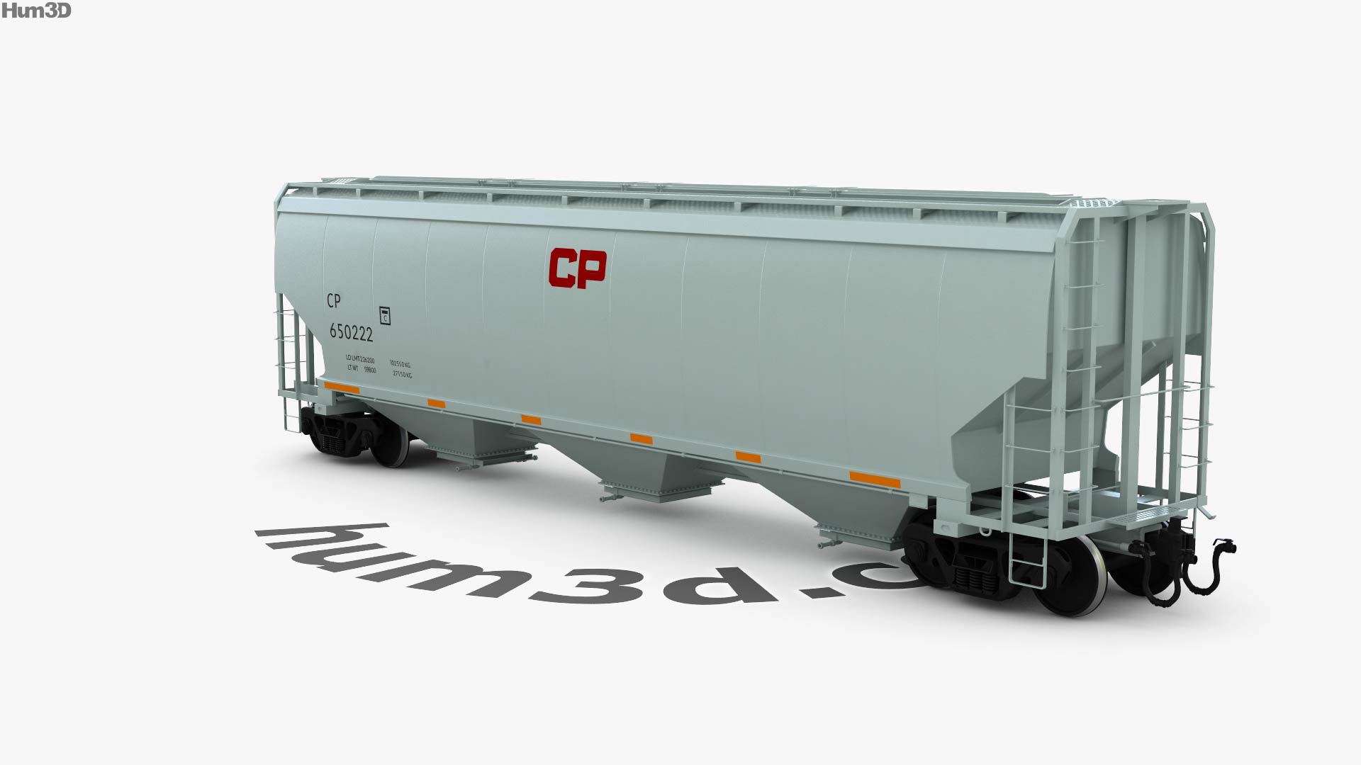 360 view of Railroad covered hopper wagon 3D model - 3DModels store