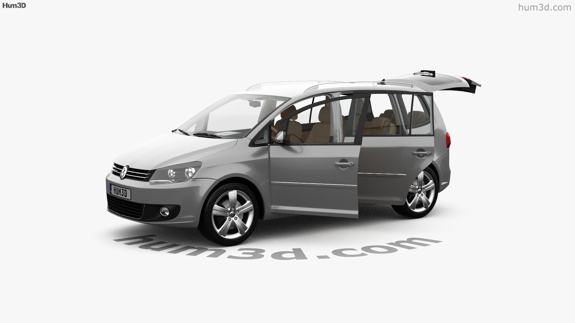 360 view of Volkswagen Touran with HQ interior 2014 3D model - 3DModels ...