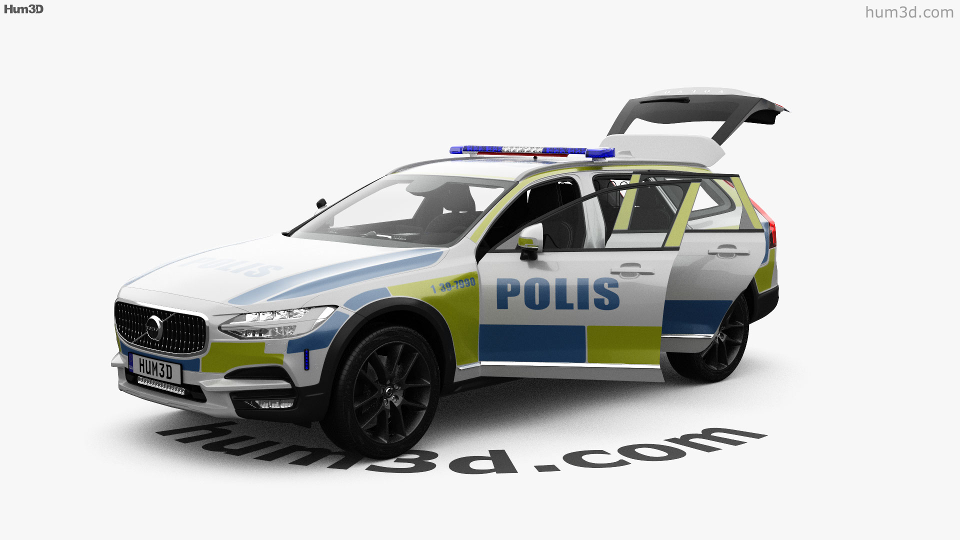 360 view of Volvo V90 Sweden police with HQ interior 2024 3D model ...