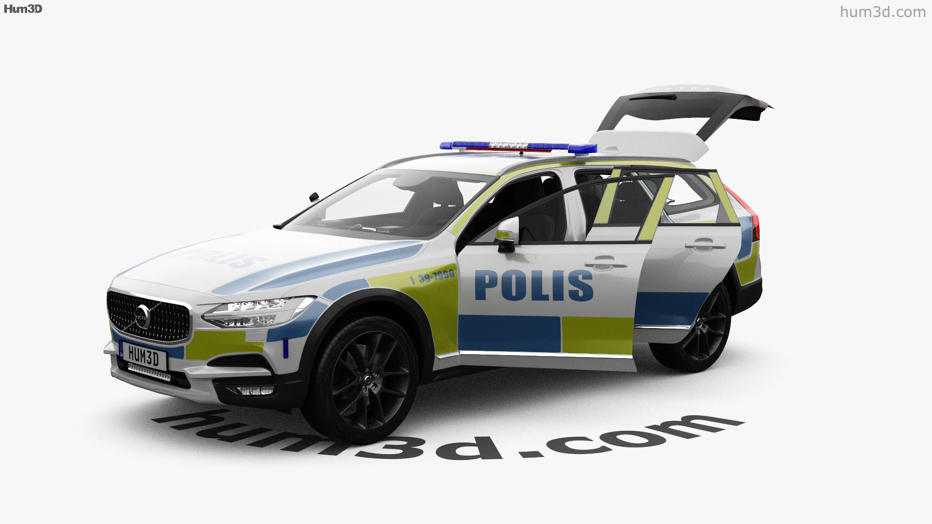 360 view of Volvo V90 Sweden police with HQ interior 2024 3D model ...