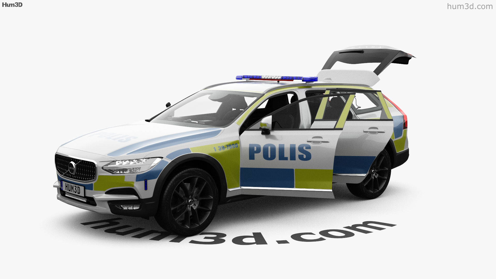 360 view of Volvo V90 Sweden police with HQ interior 2024 3D model ...