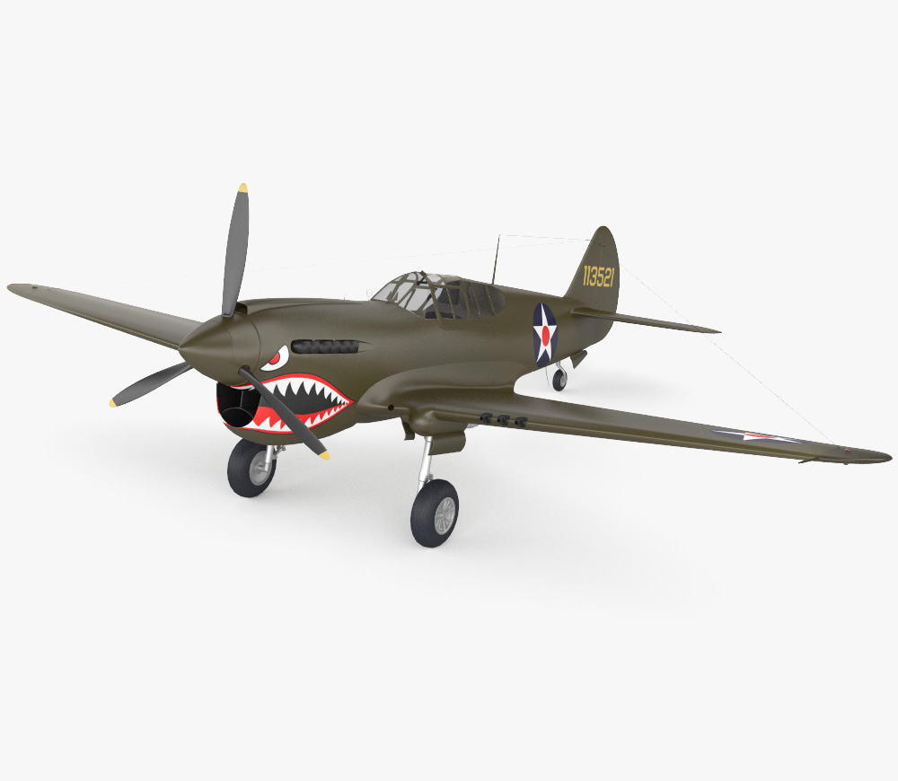 Curtiss P-40 Warhawk 3D model - Download Fighter on 3DModels.org