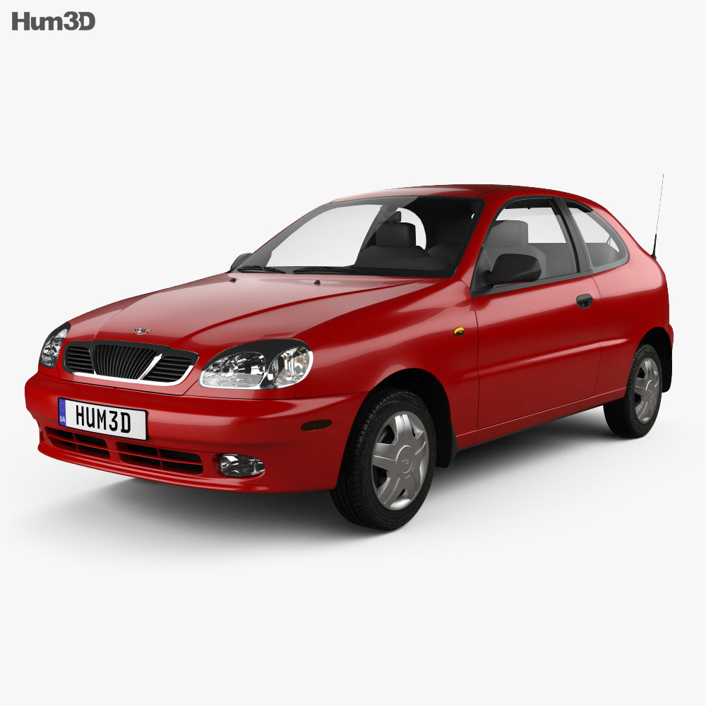 Daewoo Lanos 3-door 2000 3D model - Download Hatchback on 3DModels.org