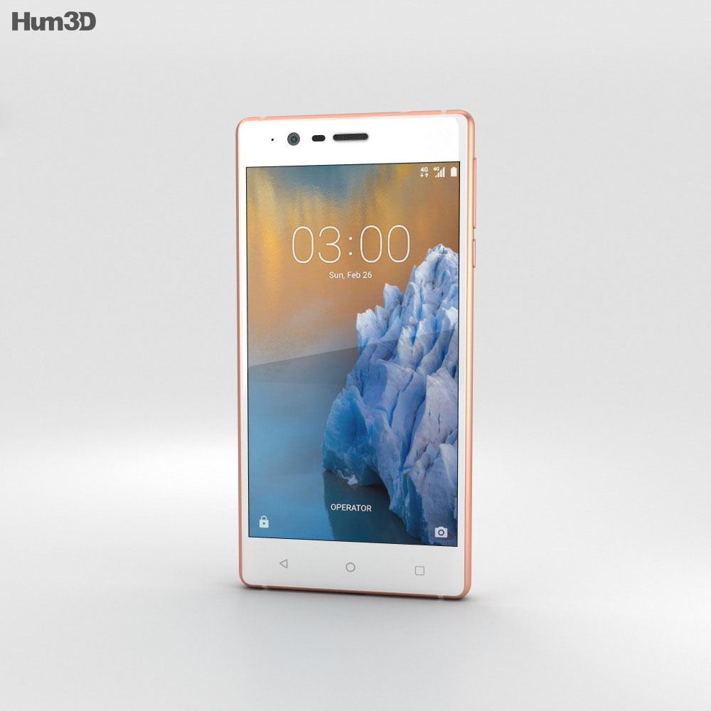 Nokia 3 Copper White 3D model - Download Phones on 3DModels.org