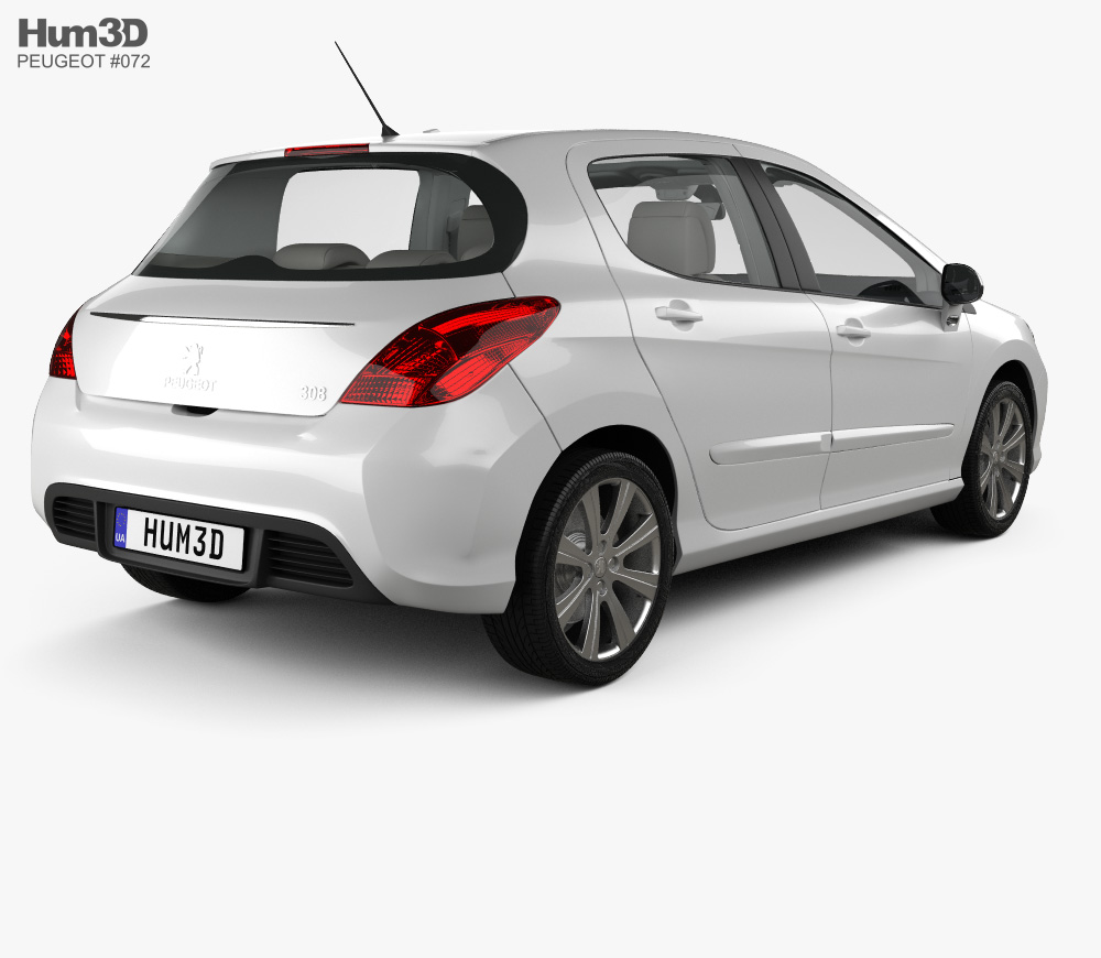 Peugeot 308 5-door with HQ interior 2013 3D model - Download Hatchback ...