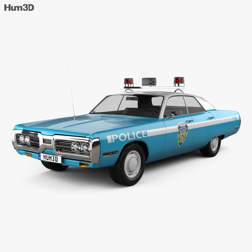 Plymouth Fury Police 1972 3D model - Download Sedan on 3DModels.org