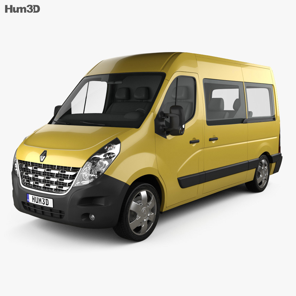 Renault Master Passenger Van 2014 3D model - Download Van on 3DModels.org
