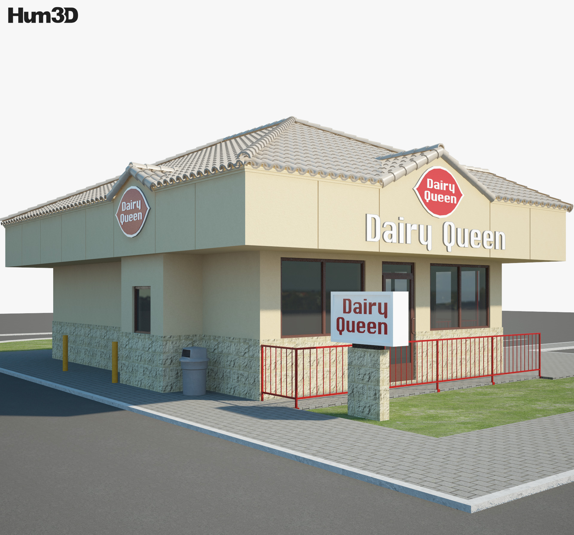 Dairy Queen Restaurant 01 3D model - Download Commercial Building on ...