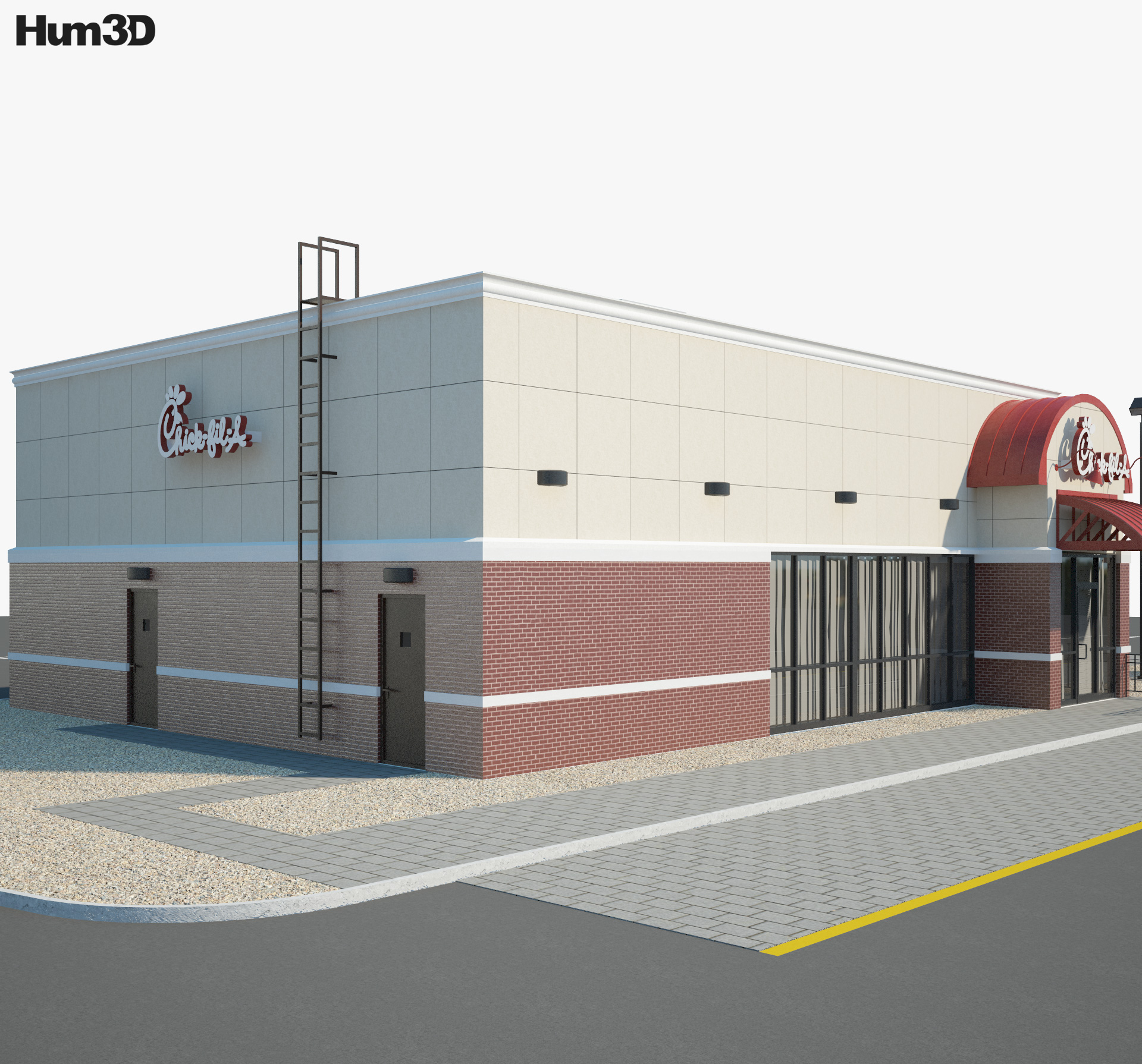 Chick-fil-A Restaurant 01 3D model - Download Commercial Building on ...