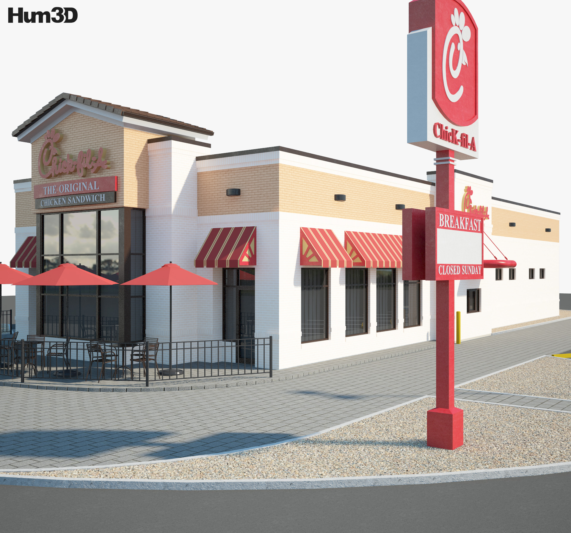 Chick-fil-A Restaurant 02 3D model - Download Commercial Building on ...