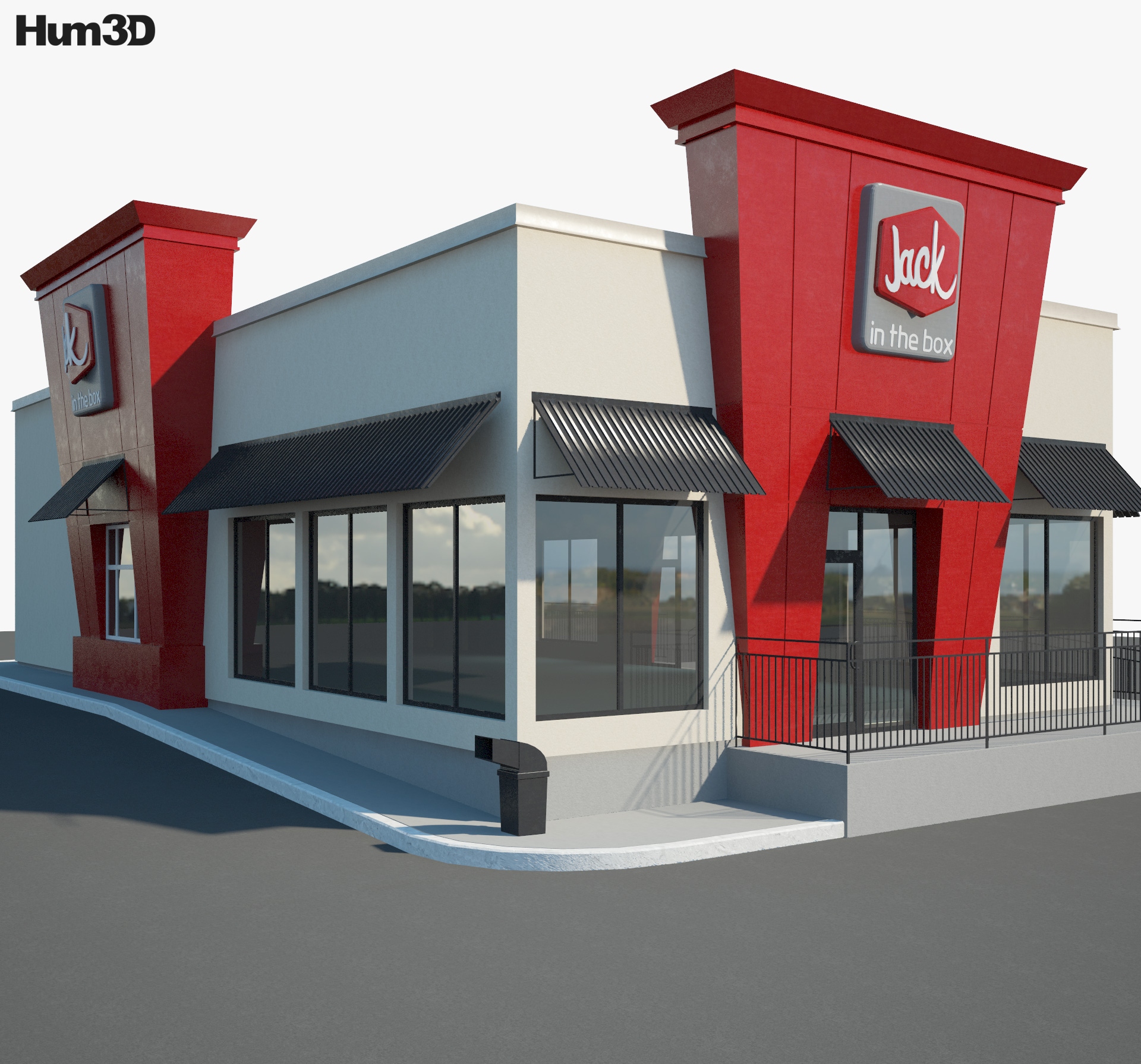 Jack in the Box Restaurant 01 3D model - Download Commercial Building ...
